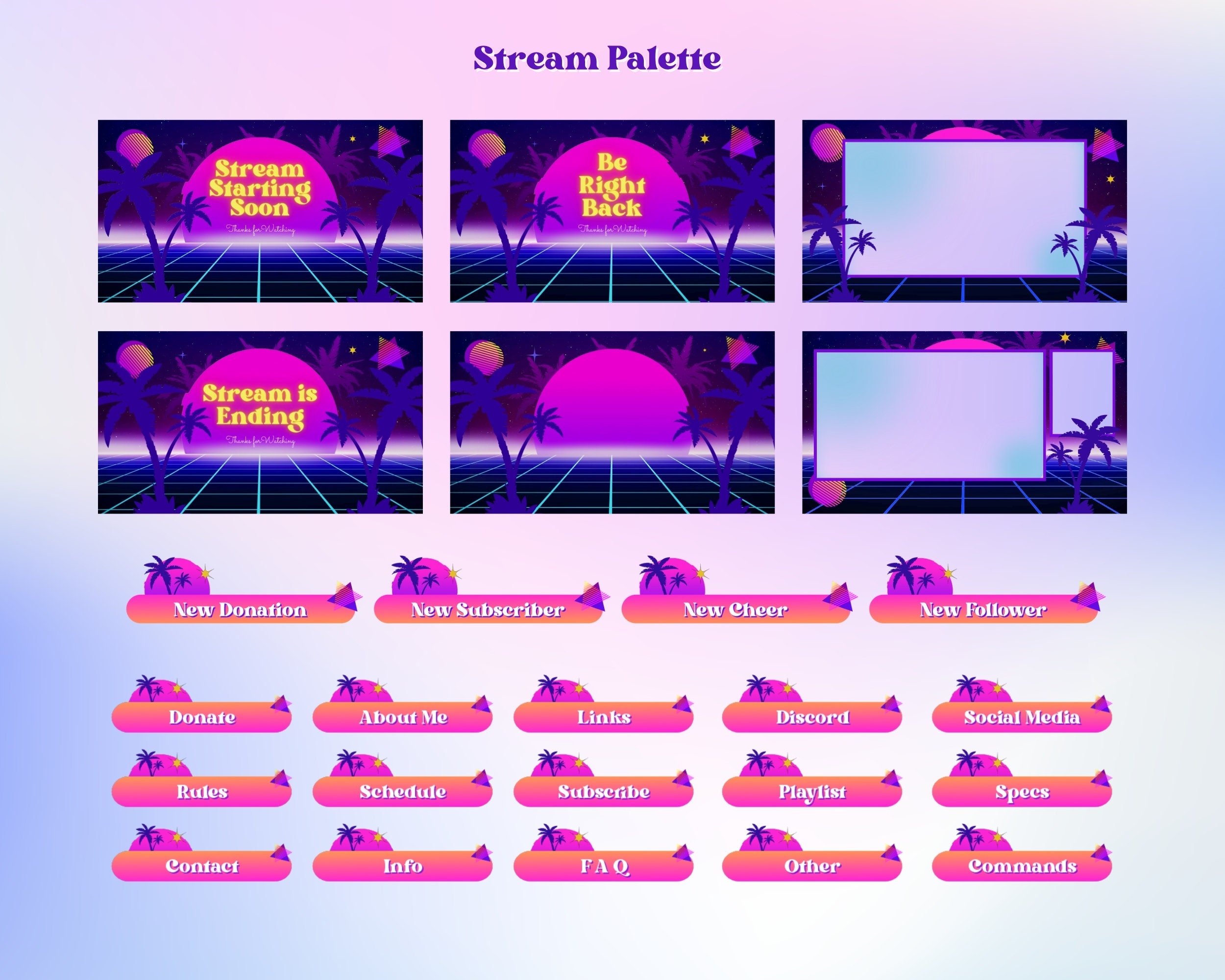 80's Style Retro Animated Stream Graphics Pack | Twitch Animations ...