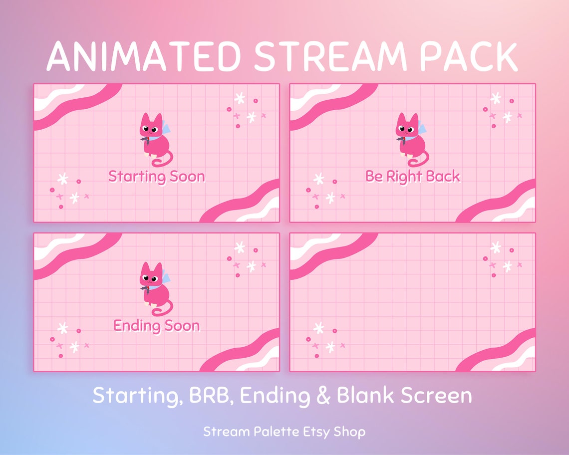Cute Cat Theme Animated Streaming Graphics Pack for Live Streaming ...
