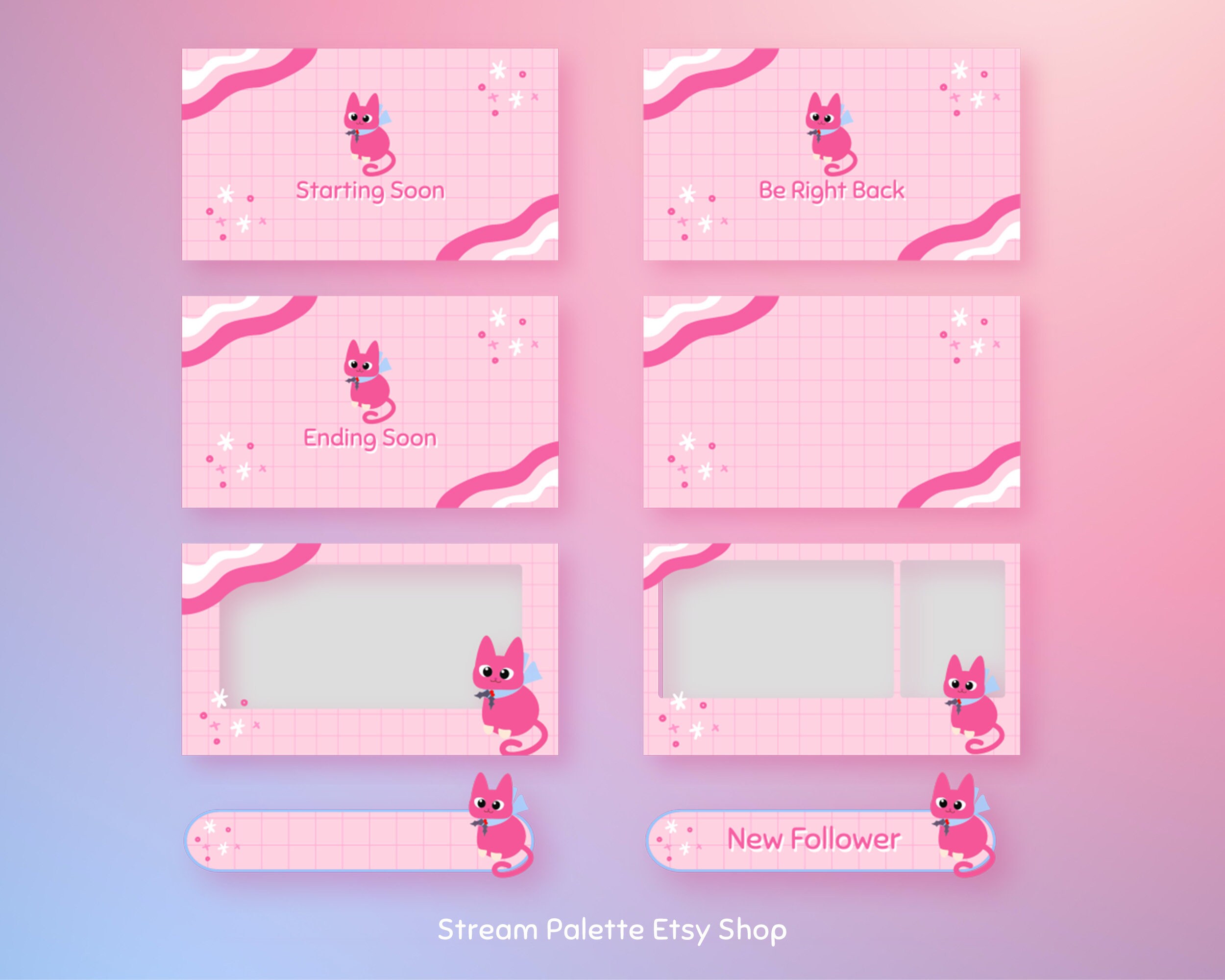 Cute Cat Theme Animated Streaming Graphics Pack for Live Streaming ...