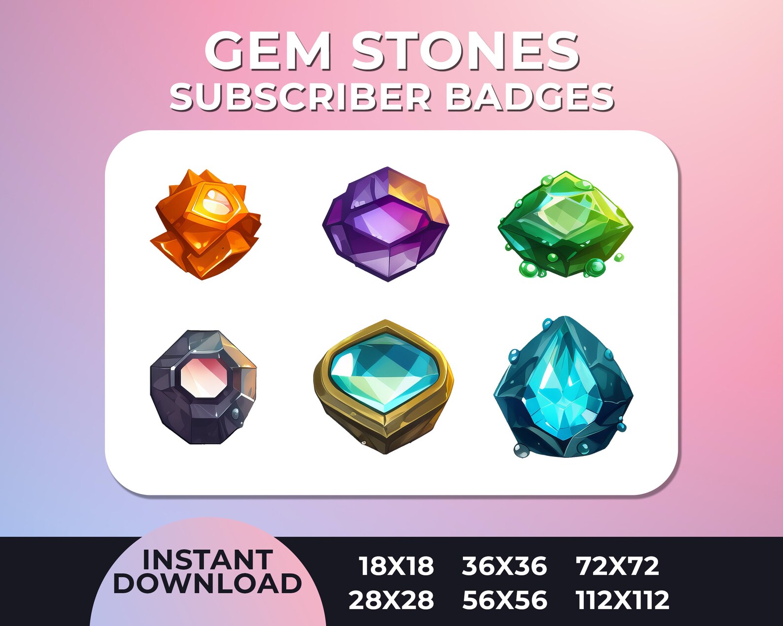 Gem Stones Diamonds Twitch Subscriber Badges | Bit Badges | Tier Badges ...