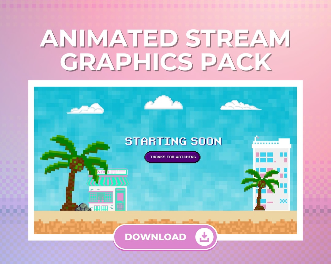 Pixel Theme Retro Gaming Stream Animated Graphics Pack | Twitch ...