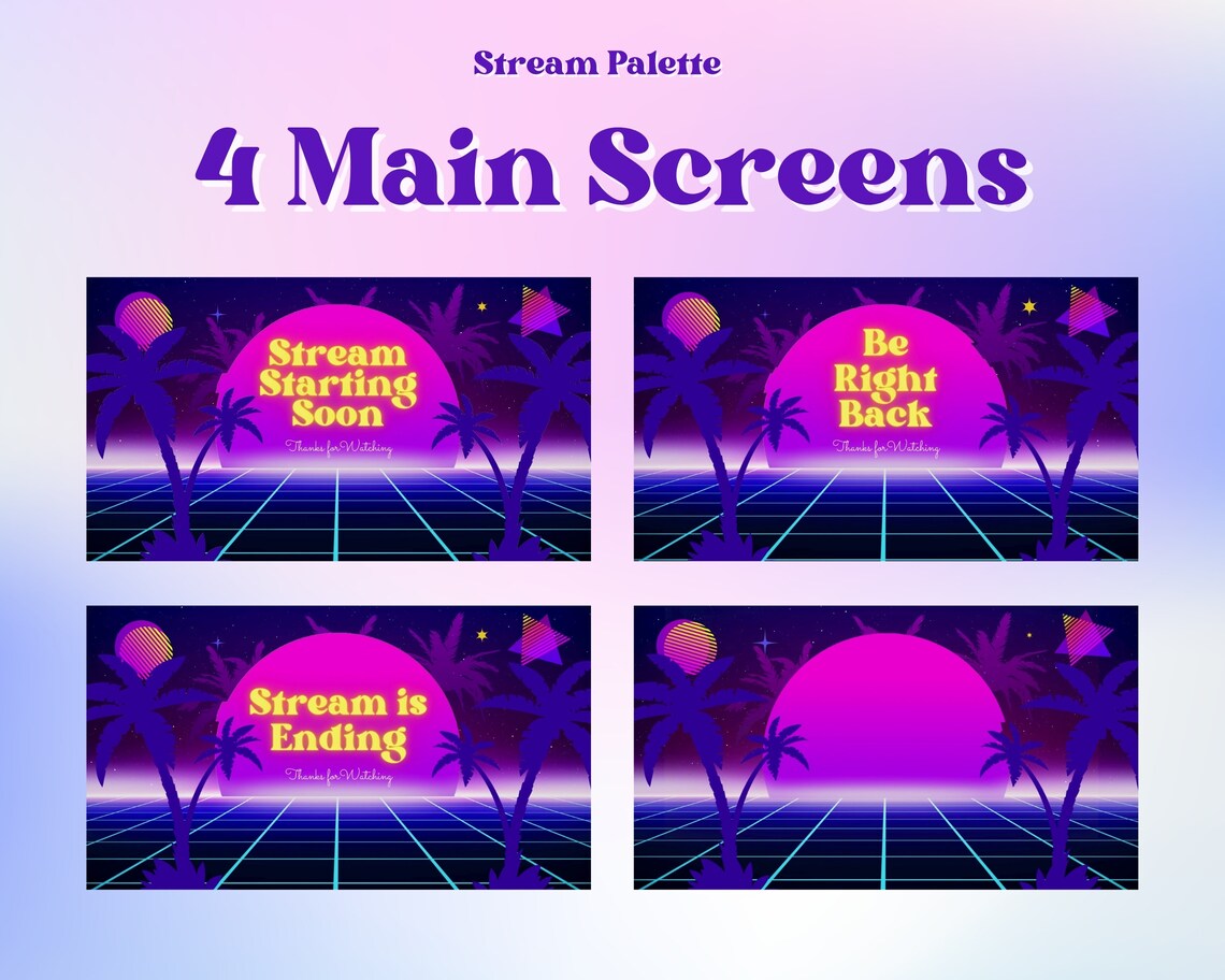 80's Style Retro Animated Stream Graphics Pack | Twitch Animations ...