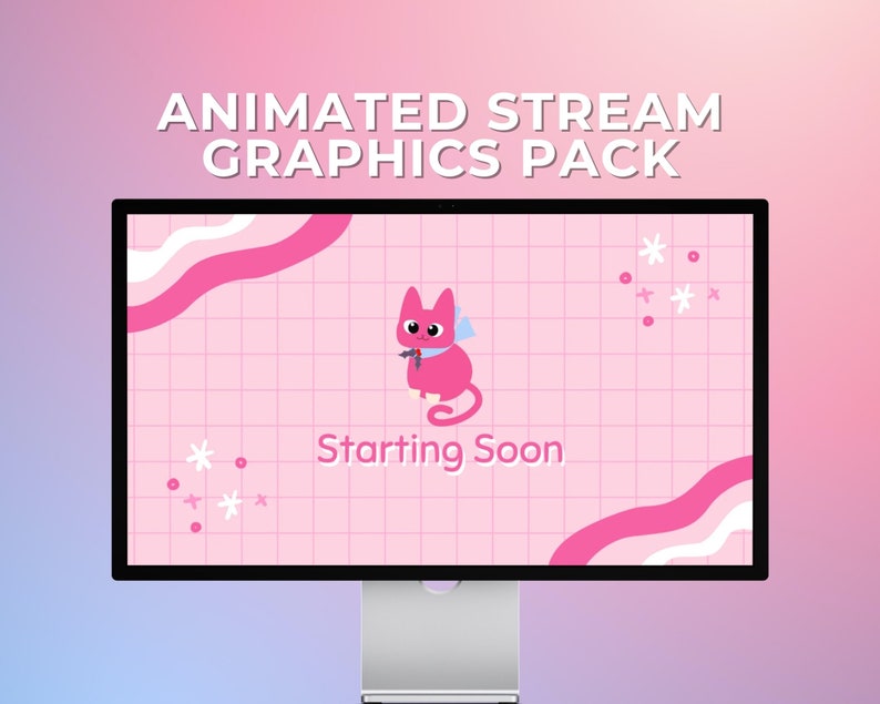 Cute Cat Theme Animated Streaming Graphics Pack for Live Streaming ...