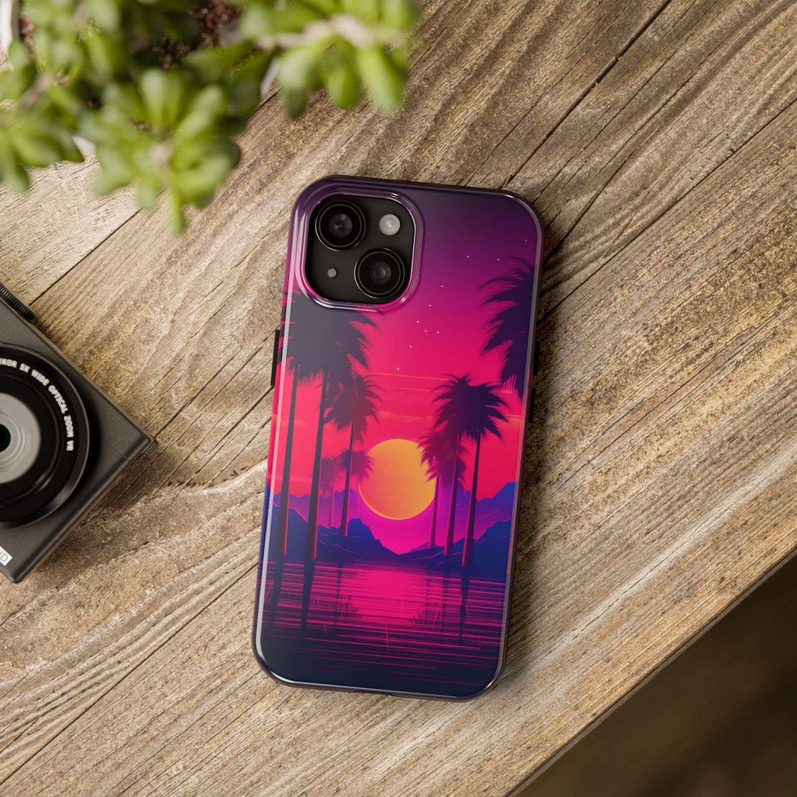 California 80s Synthwave Aesthetic Phone Case for iPhone 16 Pro 15 Max ...