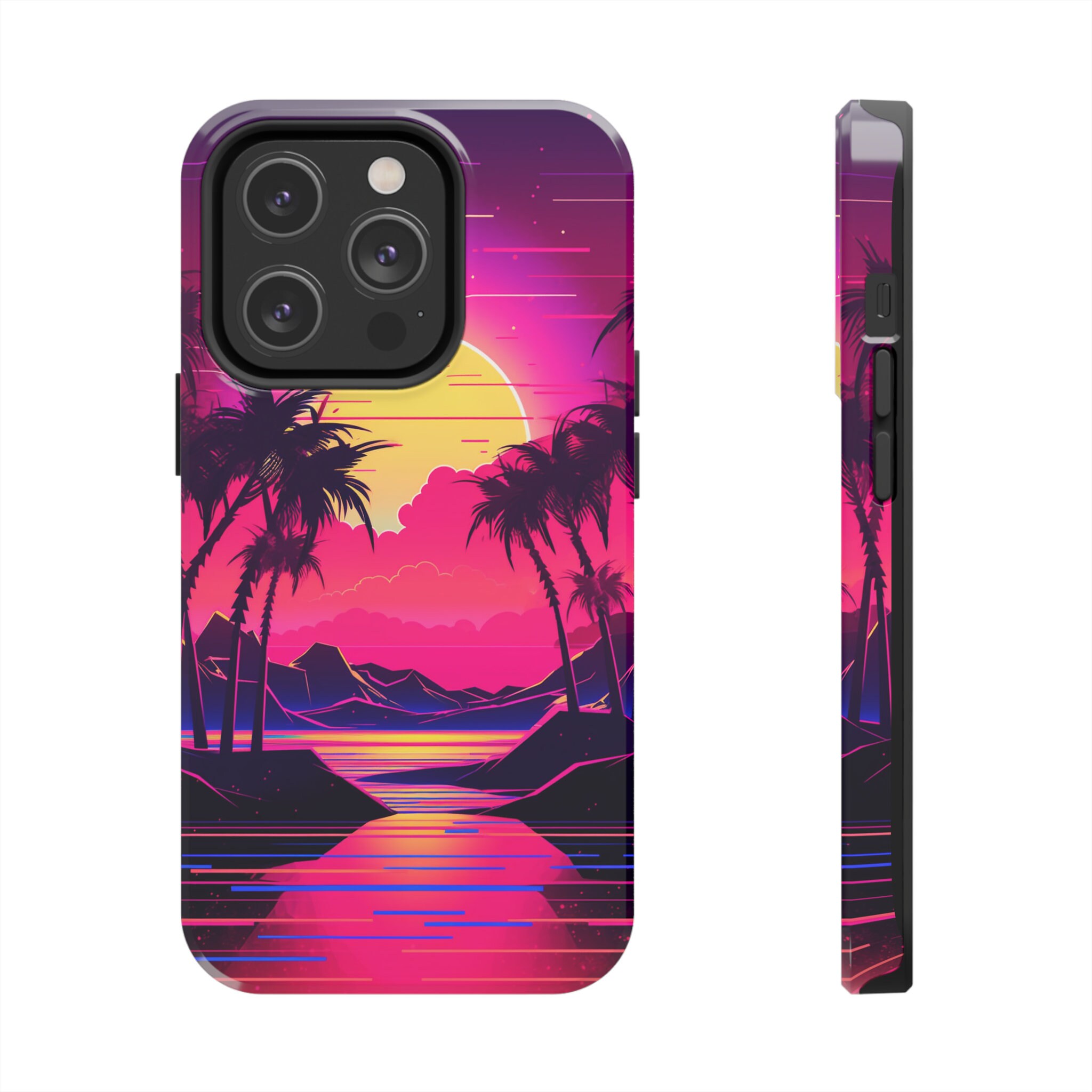 California 80s Synthwave Aesthetic Phone Case for iPhone 15 Pro Max, 14 ...