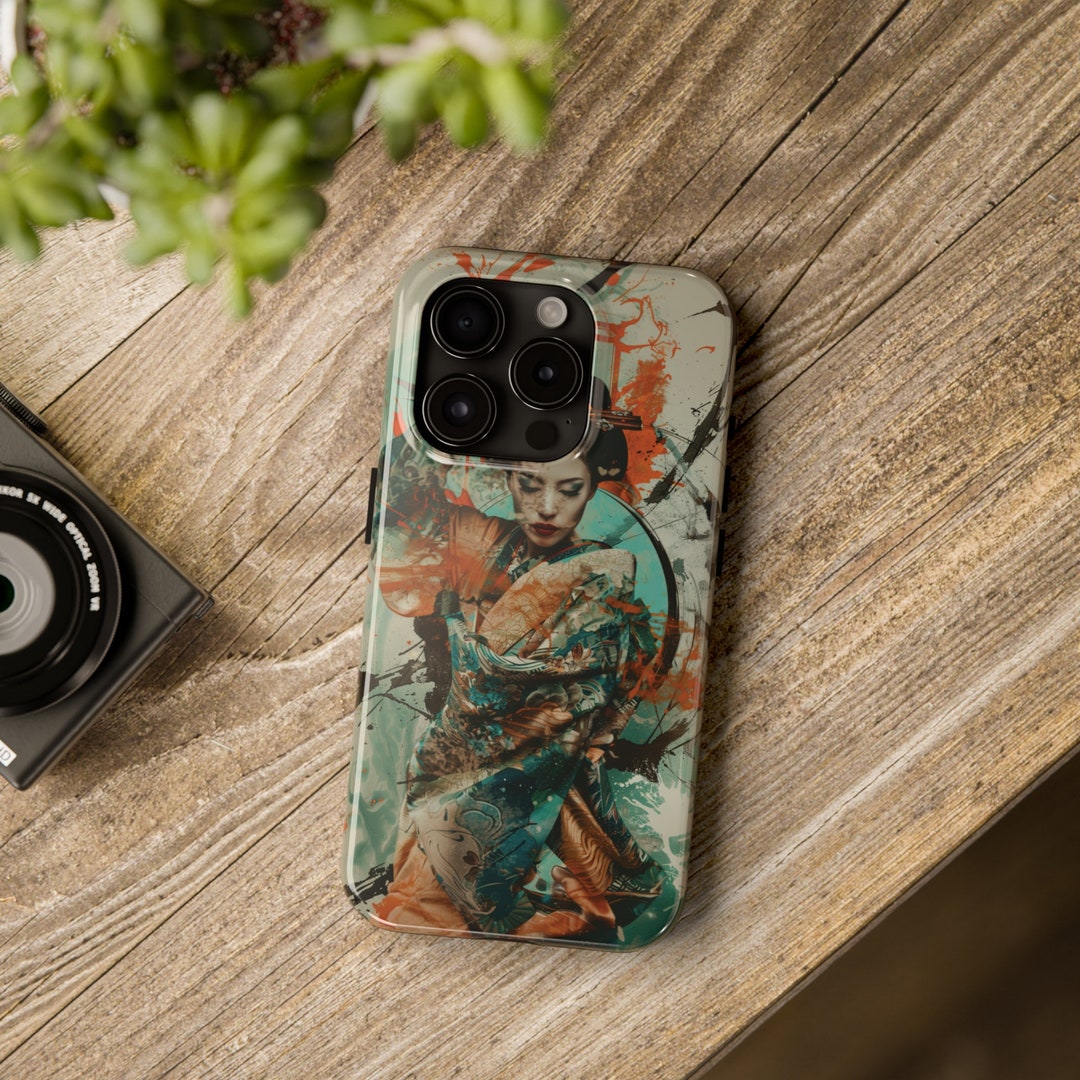 Japanese Aesthetic Geisha Phone Case for iPhone 16 Pro 15 Max, 14 Plus ...
