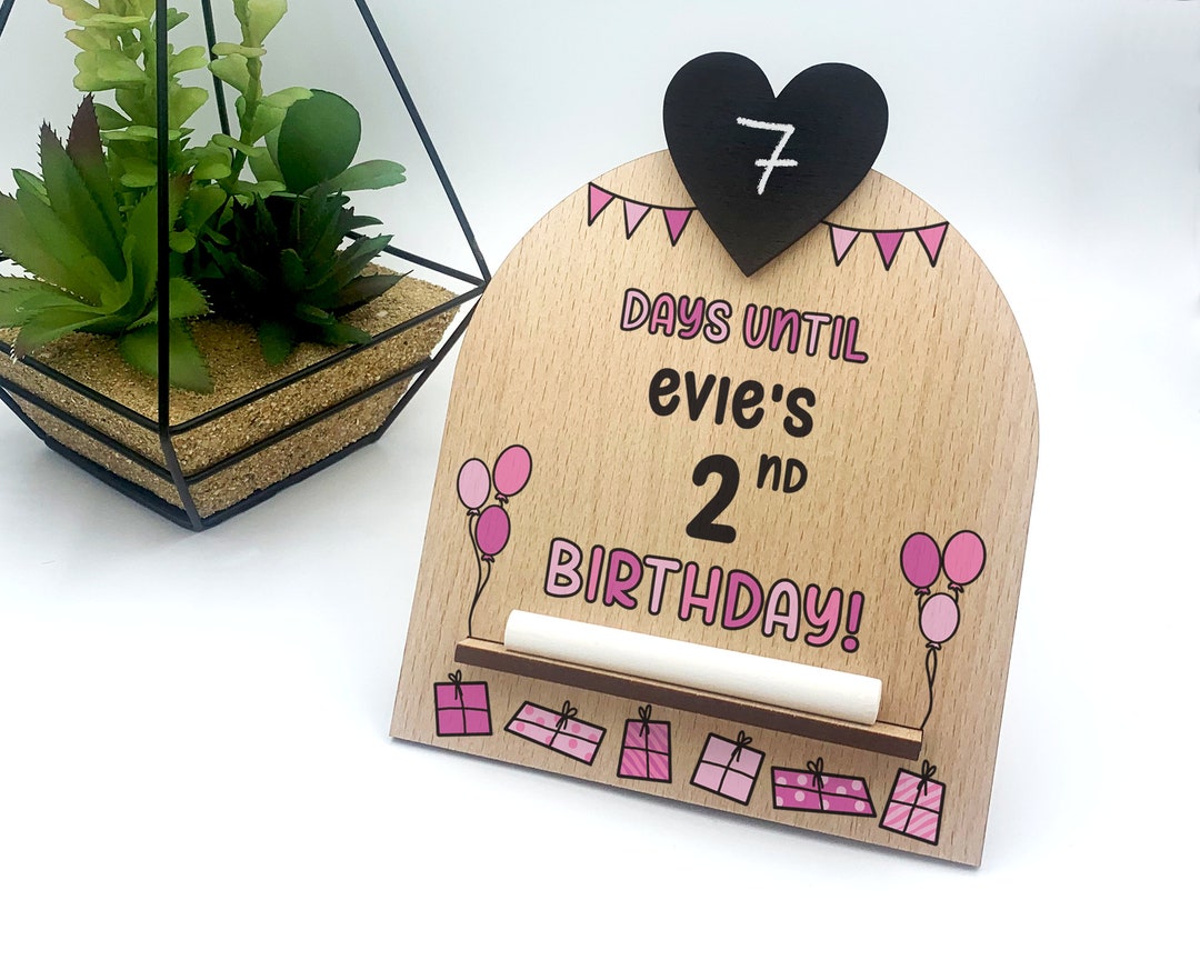 2nd Birthday Countdown Plaque for Child | Personalised Printed Chalk ...