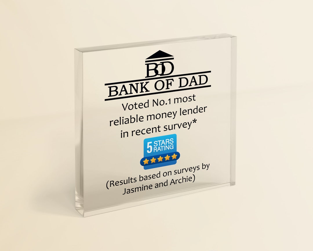 Dad 'bank of Dad' Gift | Funny Dad Joke Gift | Personalised Present ...