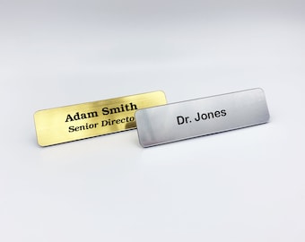 Custom Printed Metal Name Badges Gold Silver Full Colour Prints Safety ...