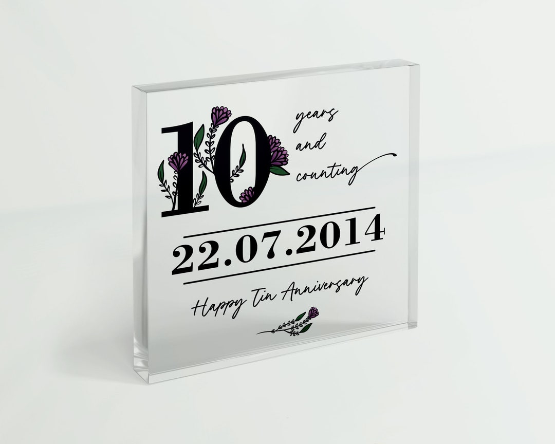 10 Year Tin Anniversary Gift | 10th Wedding Anniversary Gift for Couple ...