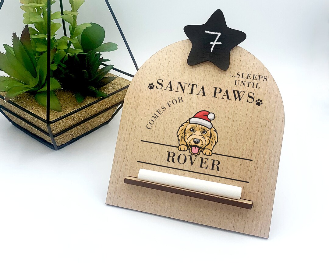 Poodle Cockapoo Christmas Countdown Plaque | 'sleeps Until Santa Paws ...