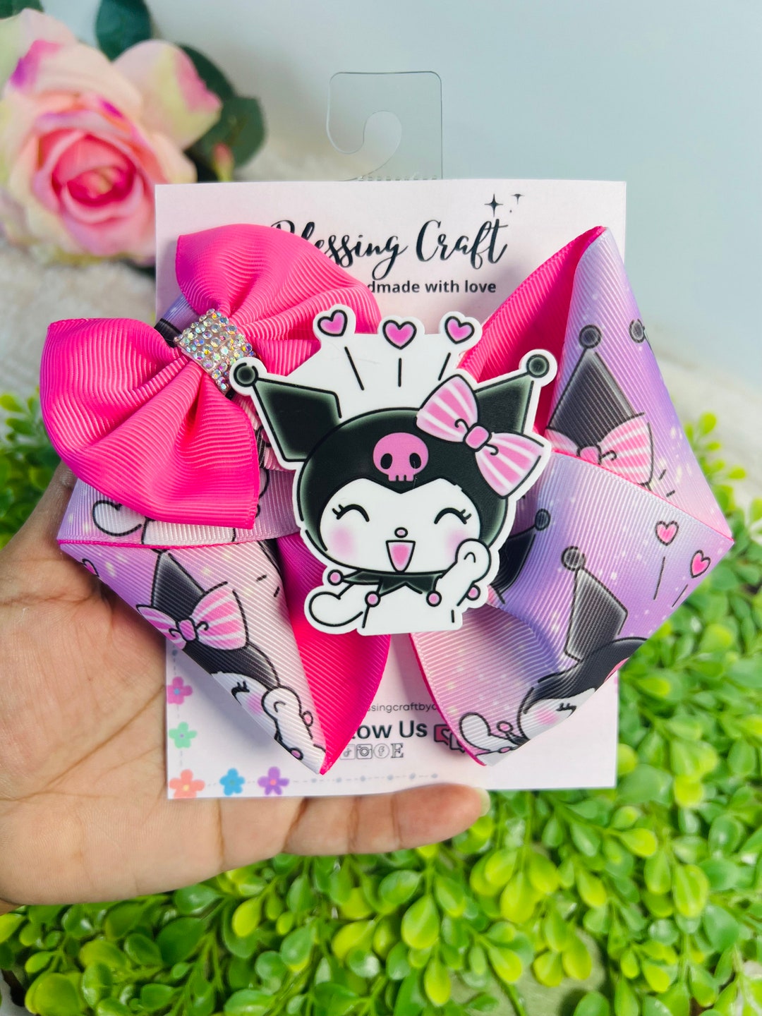 Kuromi Hair Bow, Kuromi Kitty Bow, Kuromi Hello Kitty, Kuromi Hair Bow ...