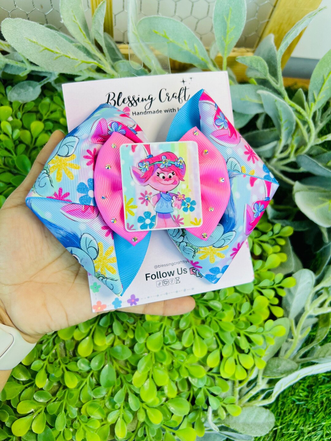 Troll Bow, Poppy Troll Bow, Trolls Bows, Trolls Birthday, Trolls ...