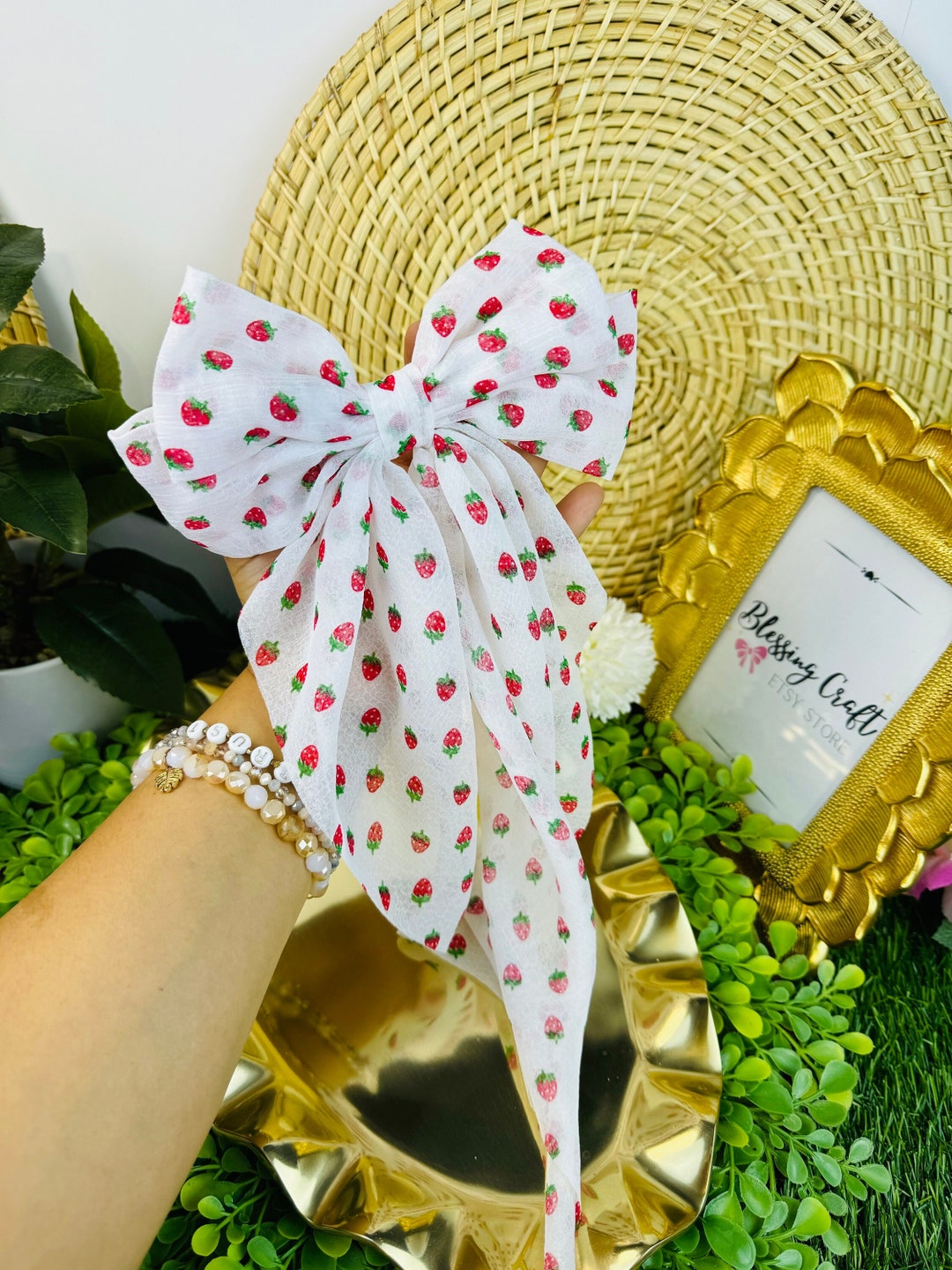 Spring Coquette Hair Bows, Strawberry Coquette Hair Bows, Spring ...