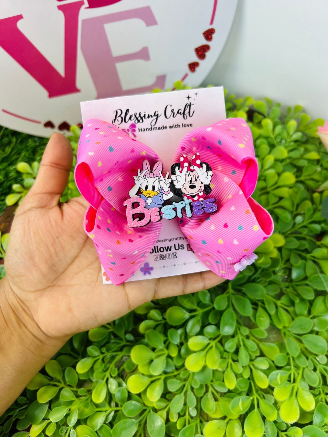 Minnie and Daisy Besties Hair Bow for Girls, Minnie Mouse Pink Bows for ...