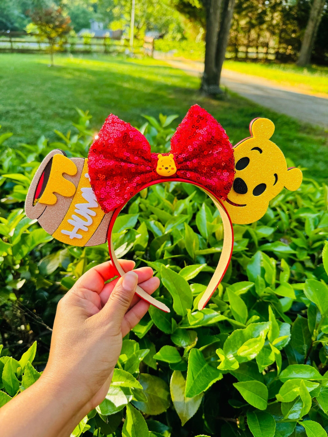 Pooh Mouse Ears, Pooh Minnie Mouse Ears, Winnie the Pooh Mouse Ears ...