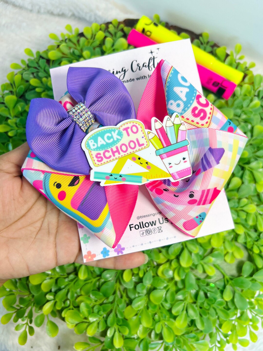 Back to School Bow, School Hair Bow, Back to School Bows, Elementary ...