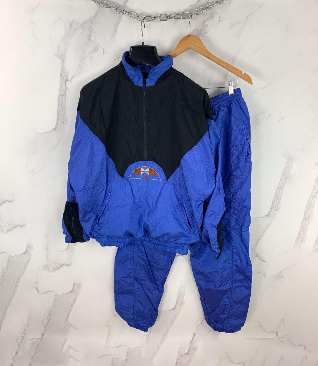 Vintage Move Sport Nylon Track Suit 1/2 Track Jacket Track Pants Size ...