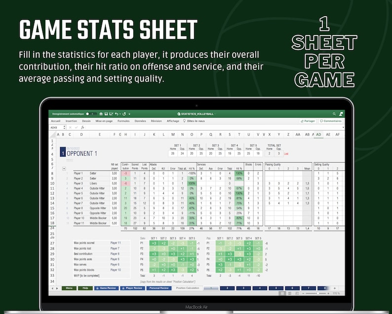 Volleyball Statistics Sheet / Volley Stats Board Perfect for - Etsy