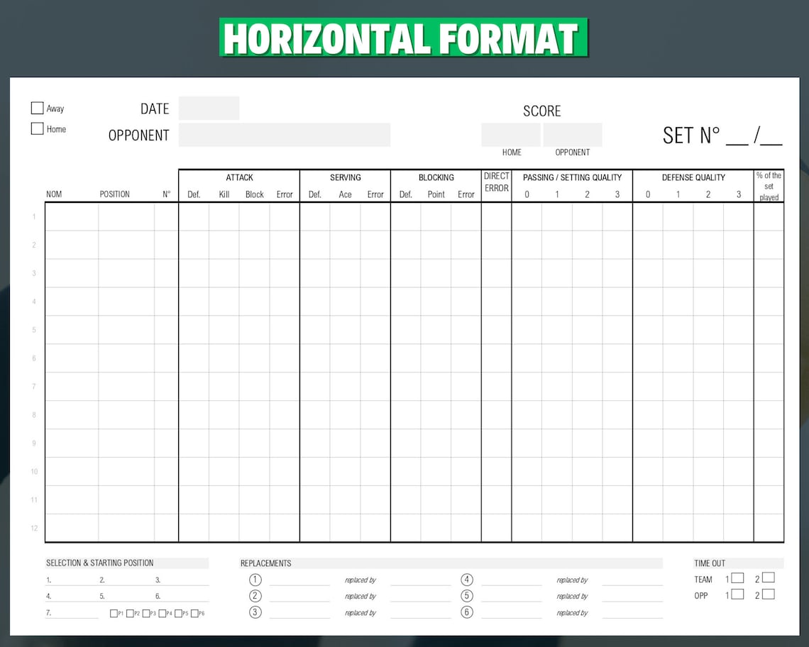 Volleyball Statistics Printable Sheet | Perfect for Teams, Coachs and ...