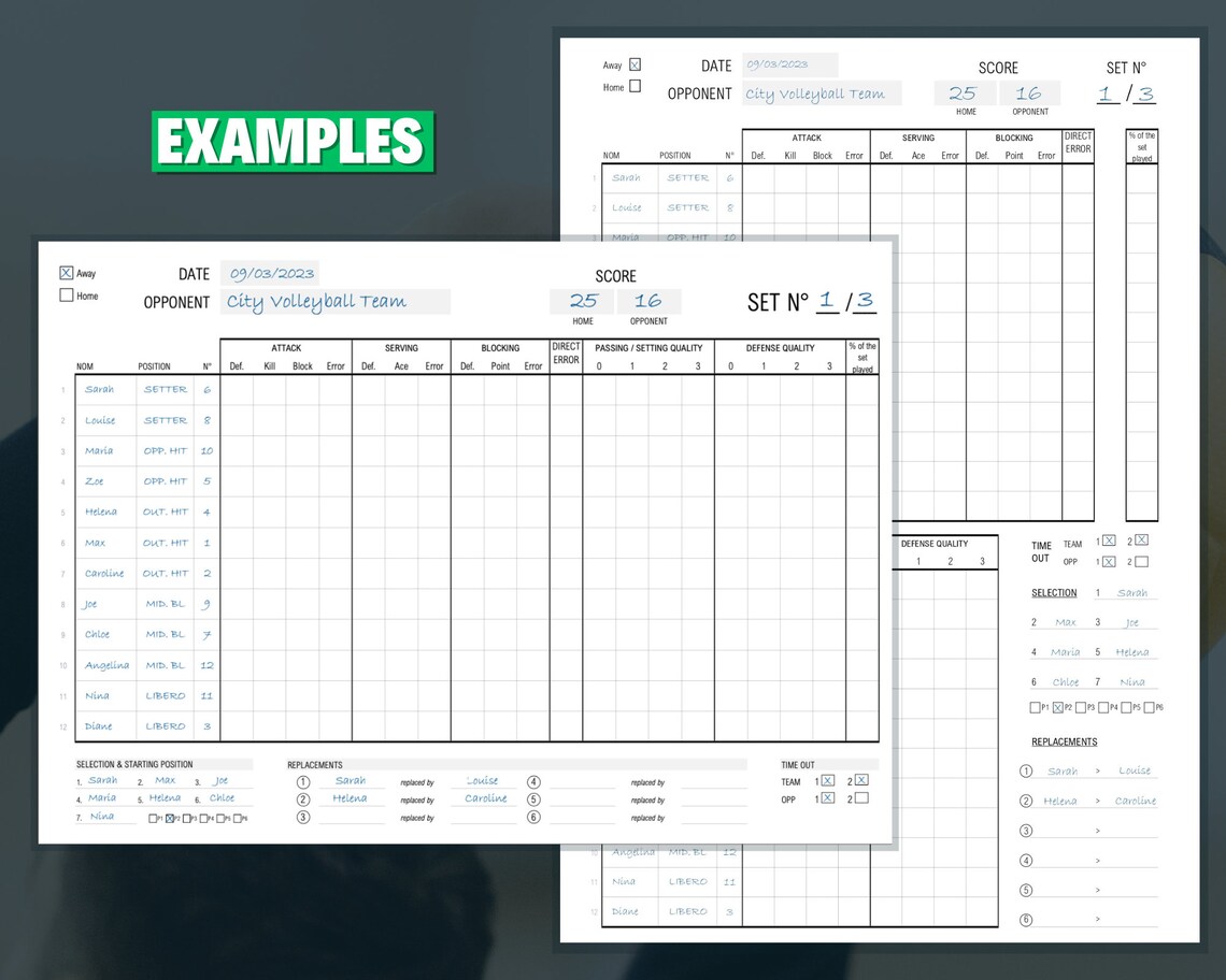 Volleyball Statistics Printable Sheet | Perfect for Teams, Coachs and ...