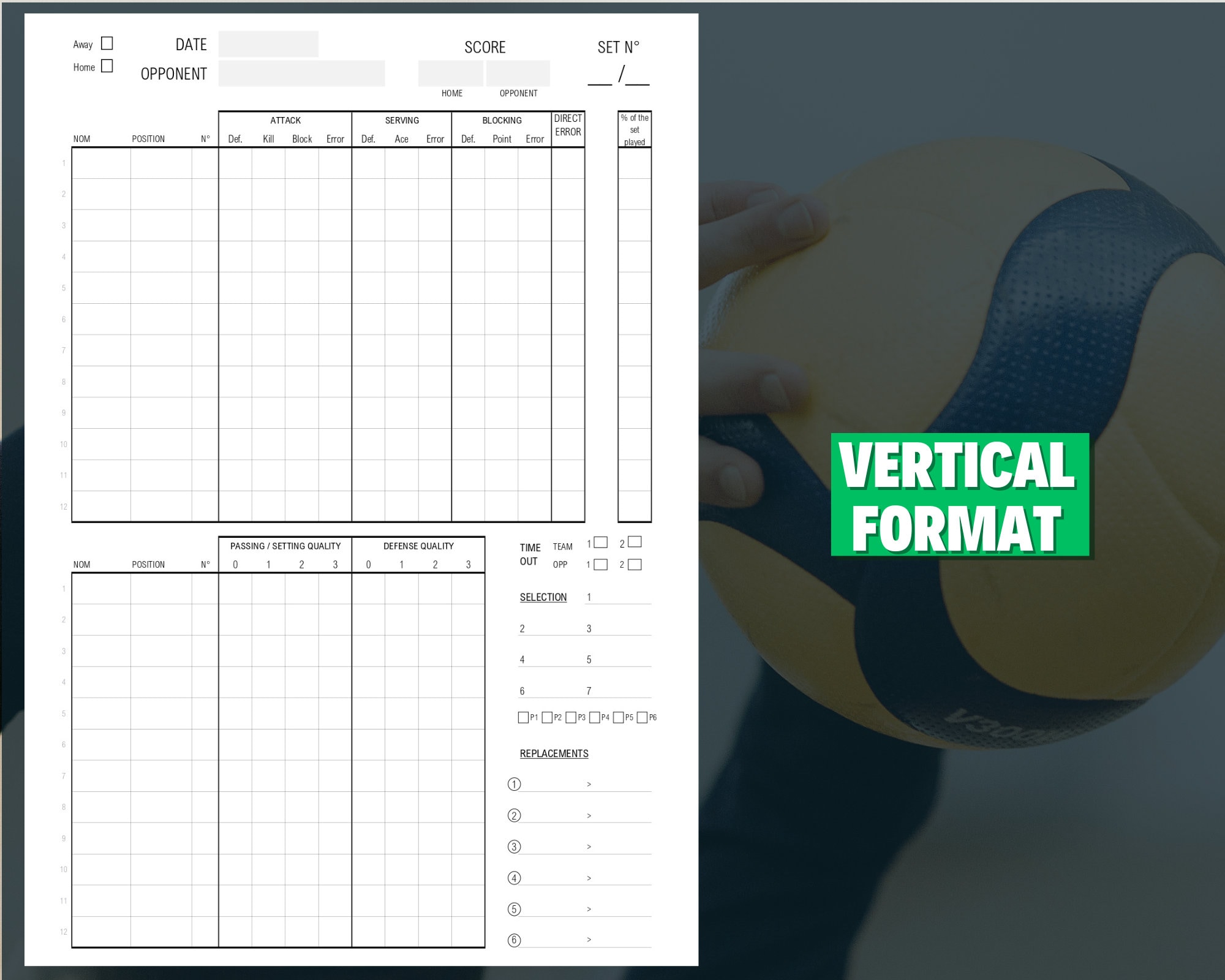 Volleyball Statistics Printable Sheet | Perfect for Teams, Coachs and ...