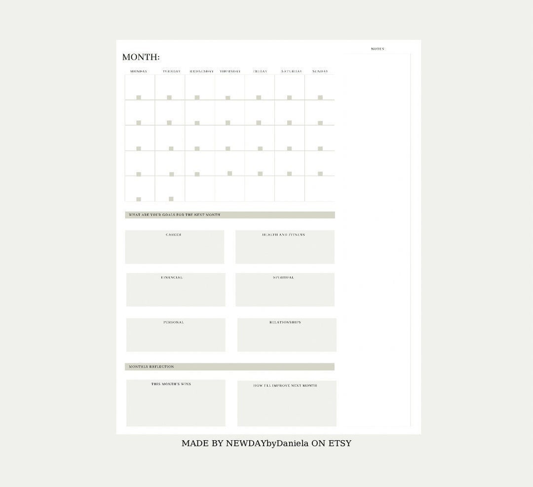 Printable Calendar Minimalist Monthly Calendar, Printable and Digital ...