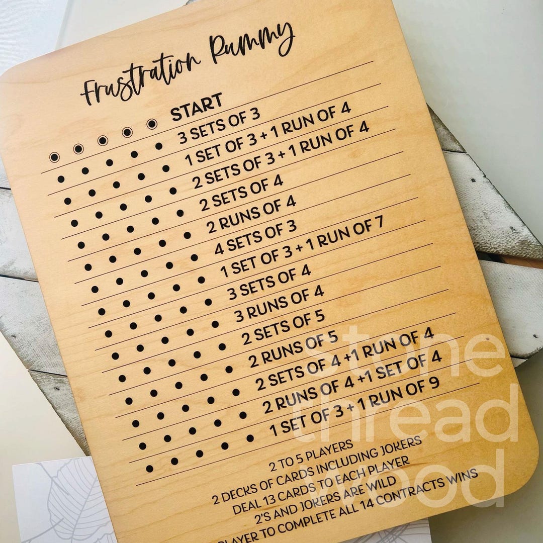 Frustration Rummy Game Board, 5 Player Frustration Rummy, Card Game ...