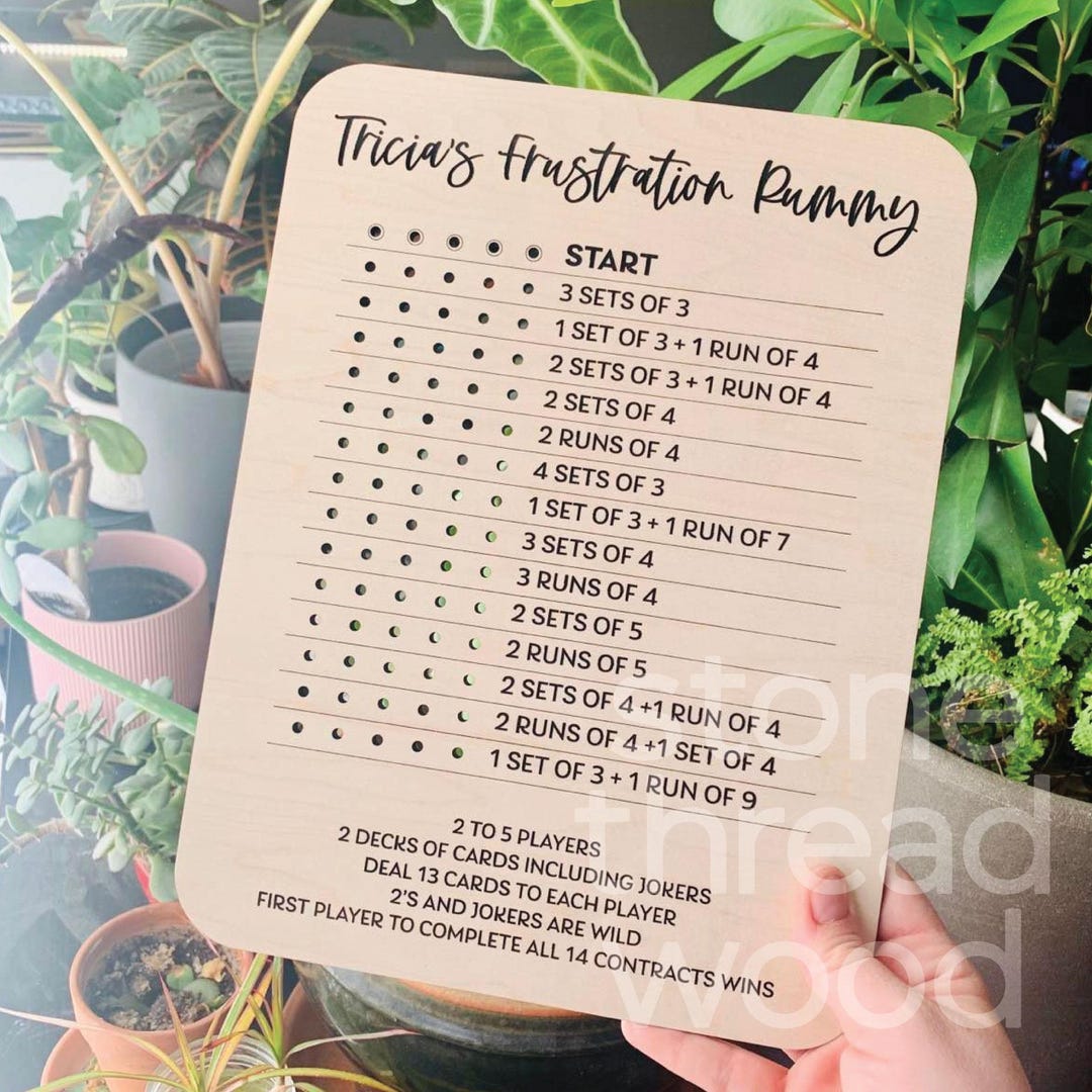Personalized Frustration Rummy Game Board, Wood 5 Player Game, Card ...
