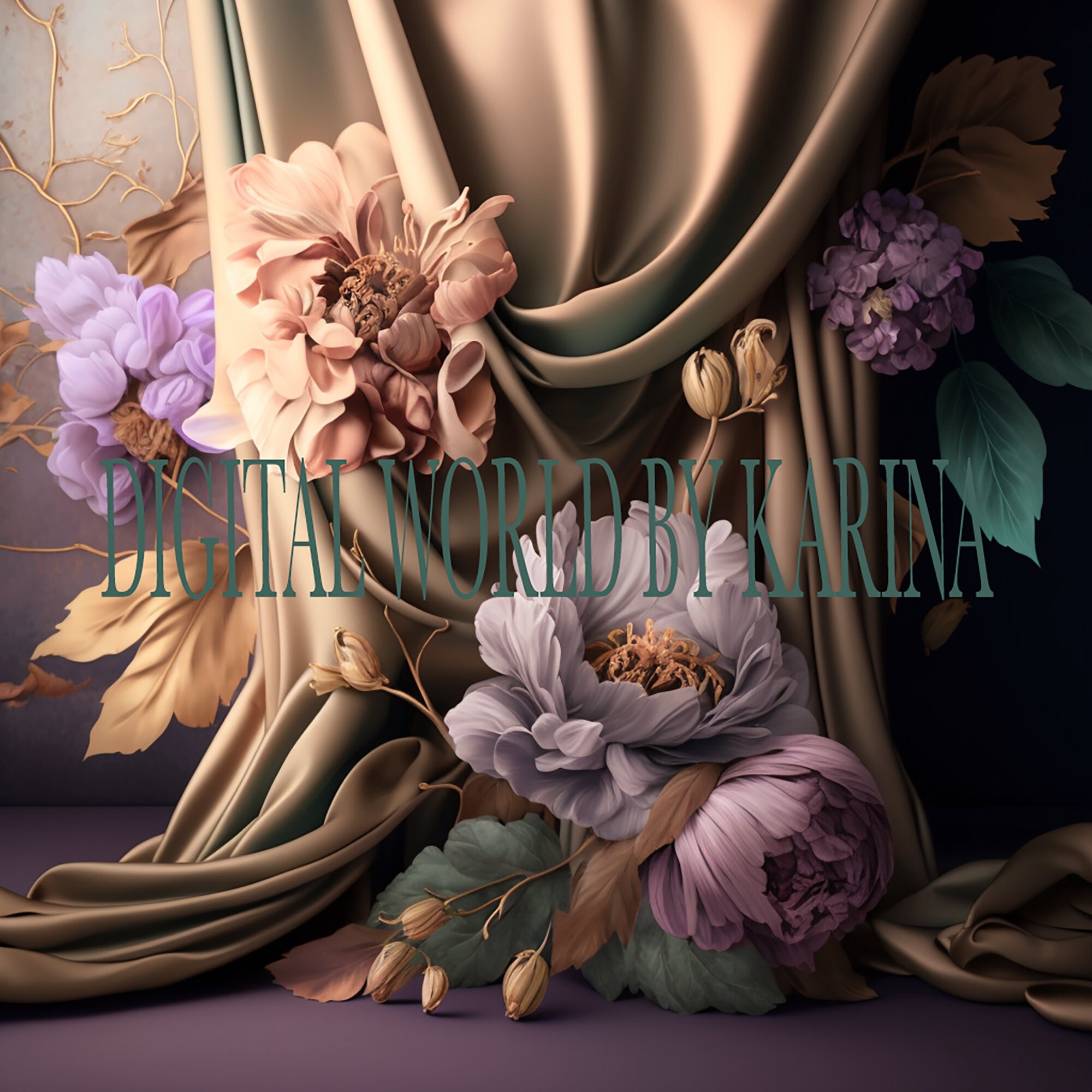 300 DPI Floral Backdrops Gold and Purple - Etsy