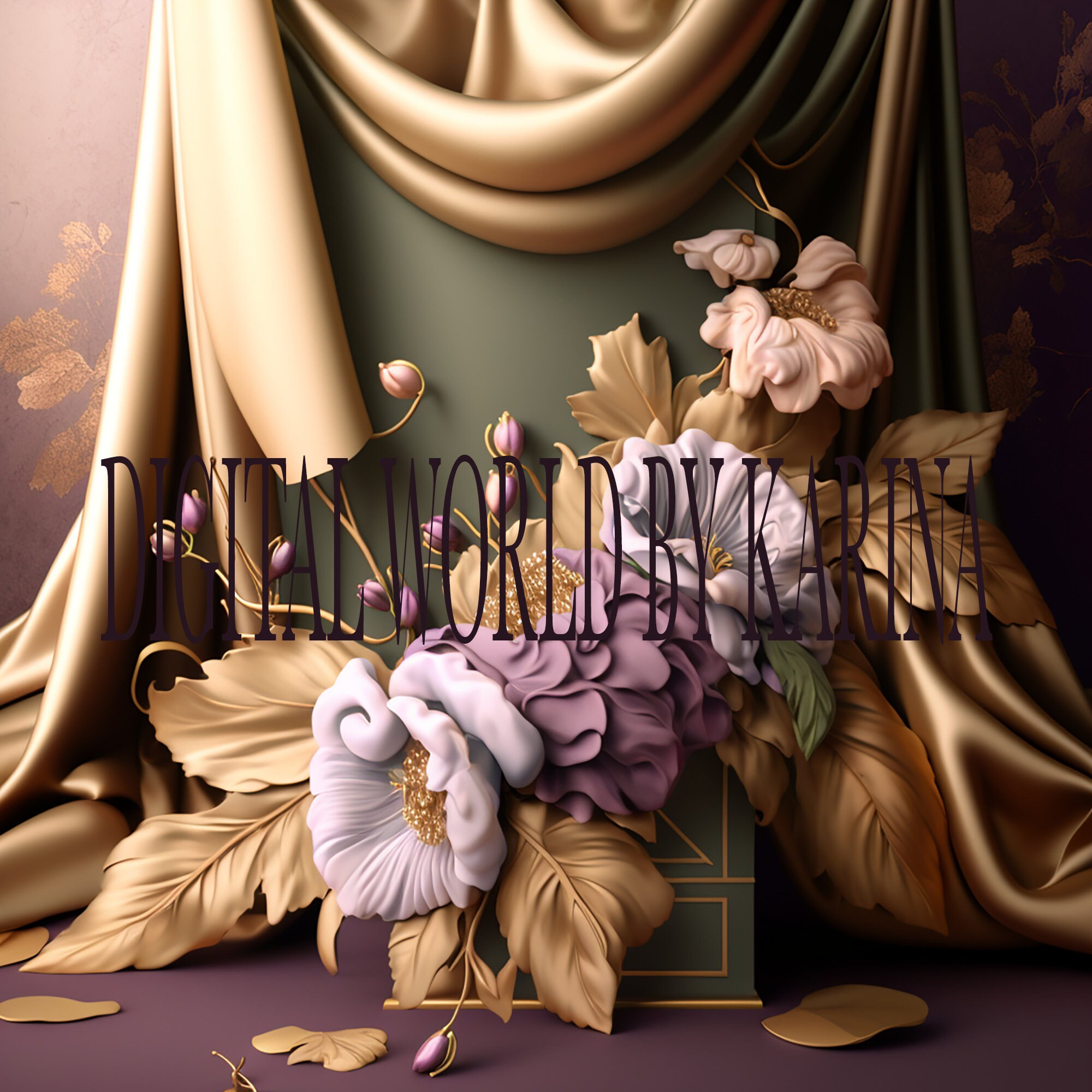 300 DPI Floral Backdrops Gold and Purple - Etsy