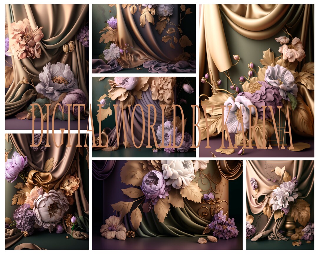 300 DPI Floral Backdrops Gold and Purple - Etsy