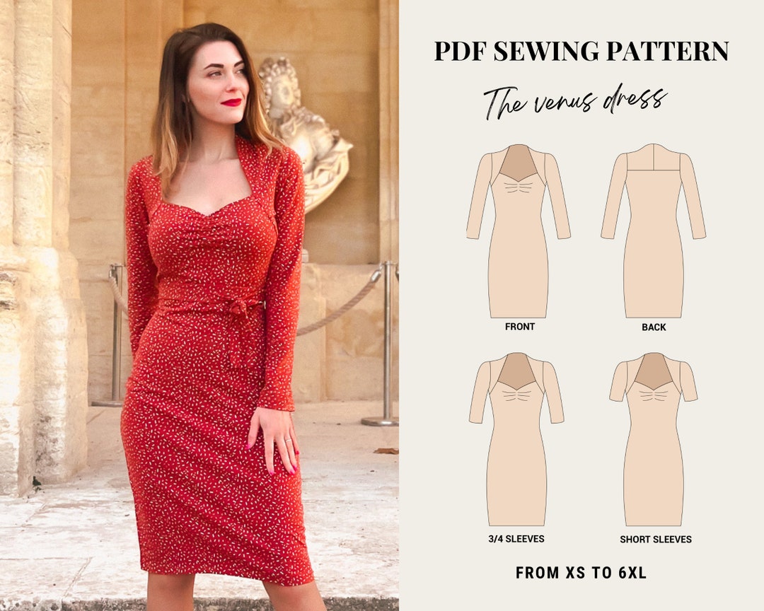 PDF Sewing Pattern - Venus Dress by French Poetry - From XS to 6XL ...