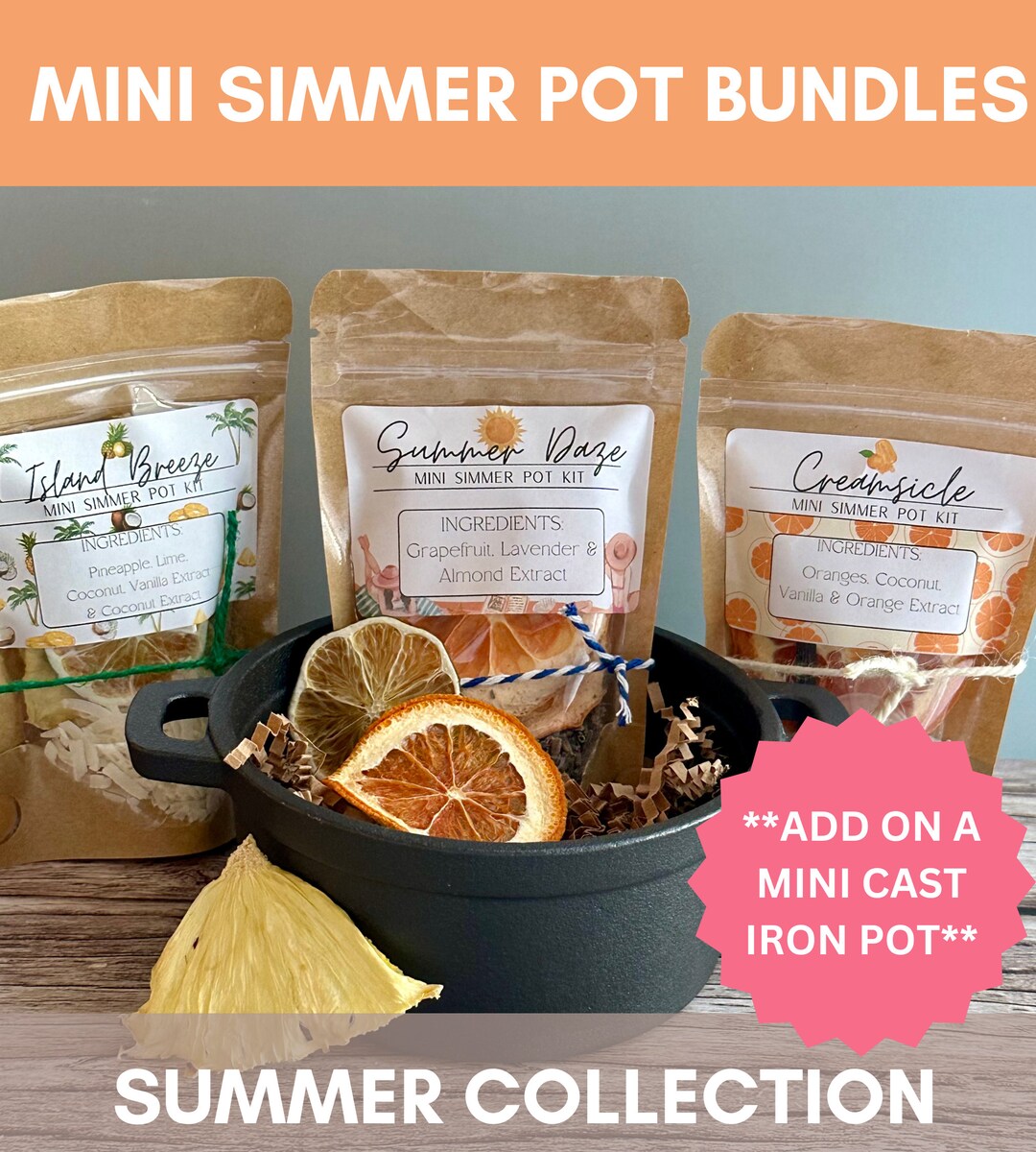 Summer Simmer Pot Kit Bundle: Dried Fruits, Spices, Herbs, Stovetop ...