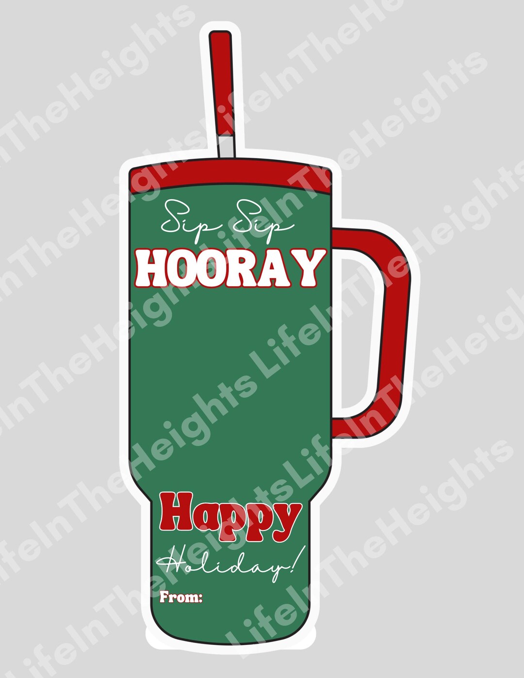 Sip Sip Hooray Happy Holiday Christmas Tumbler Gift Card Holder Png ...
