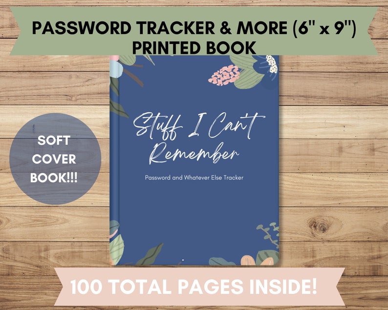 Password Tracker Book: Floral Design, 100 Pages (6" X 9") - Etsy