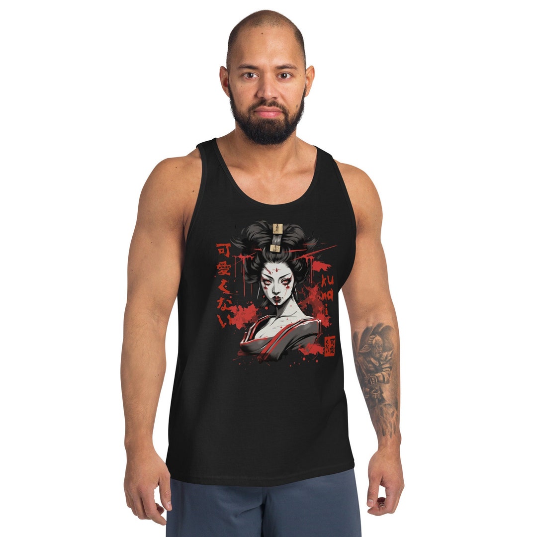 Geisha Zombie Men's Workout Tank Top, Scary Japanese Zombie Exercise ...