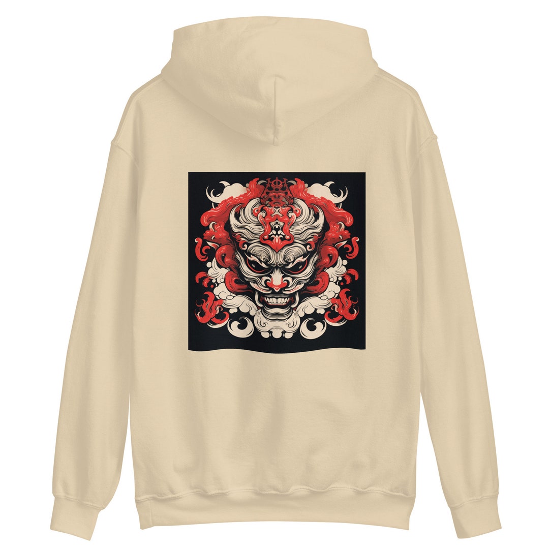 Kabuki Mask Samurai Hoodie, Japanese Streetwear Fashion Sweatshirt ...