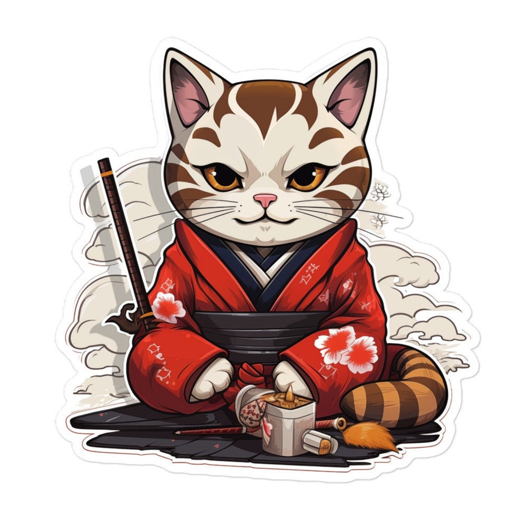 Japanese Cat Sticker Gift, Black Friday & Christmas Special, Kimono ...