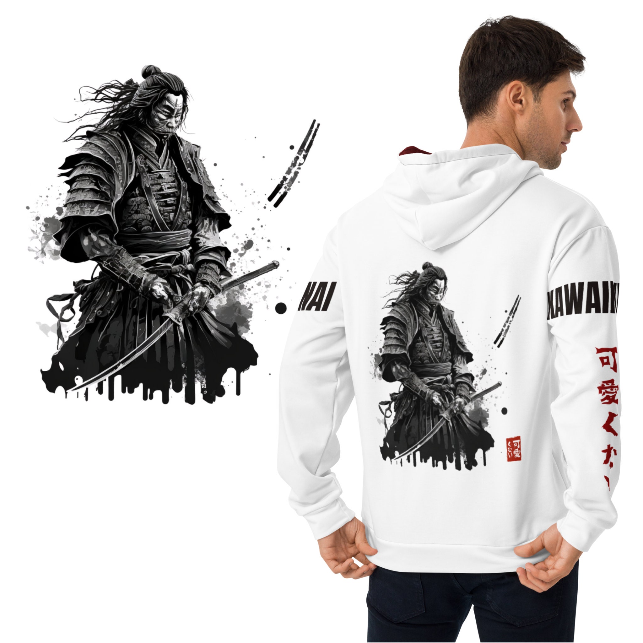 Warrior Hoodie, Samurai Japanese Writing, Asian Streetwear Design ...