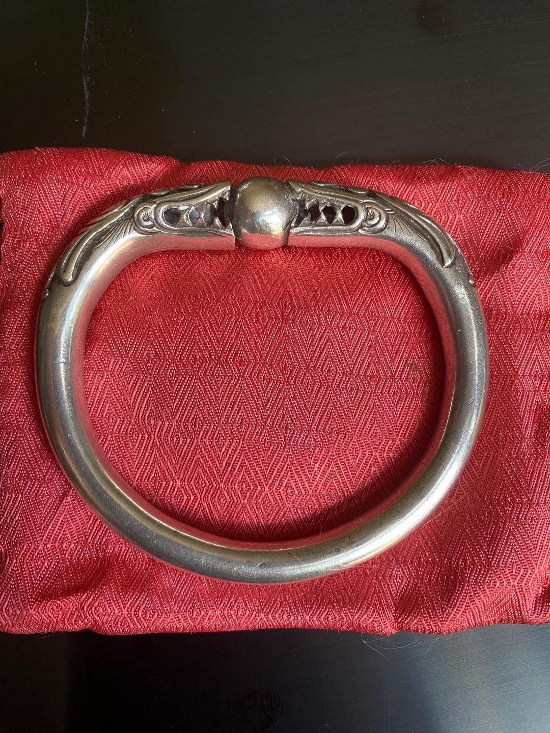 Antique Ching Dynasty Chinese Silver Double Dragon Bangle/certificate ...