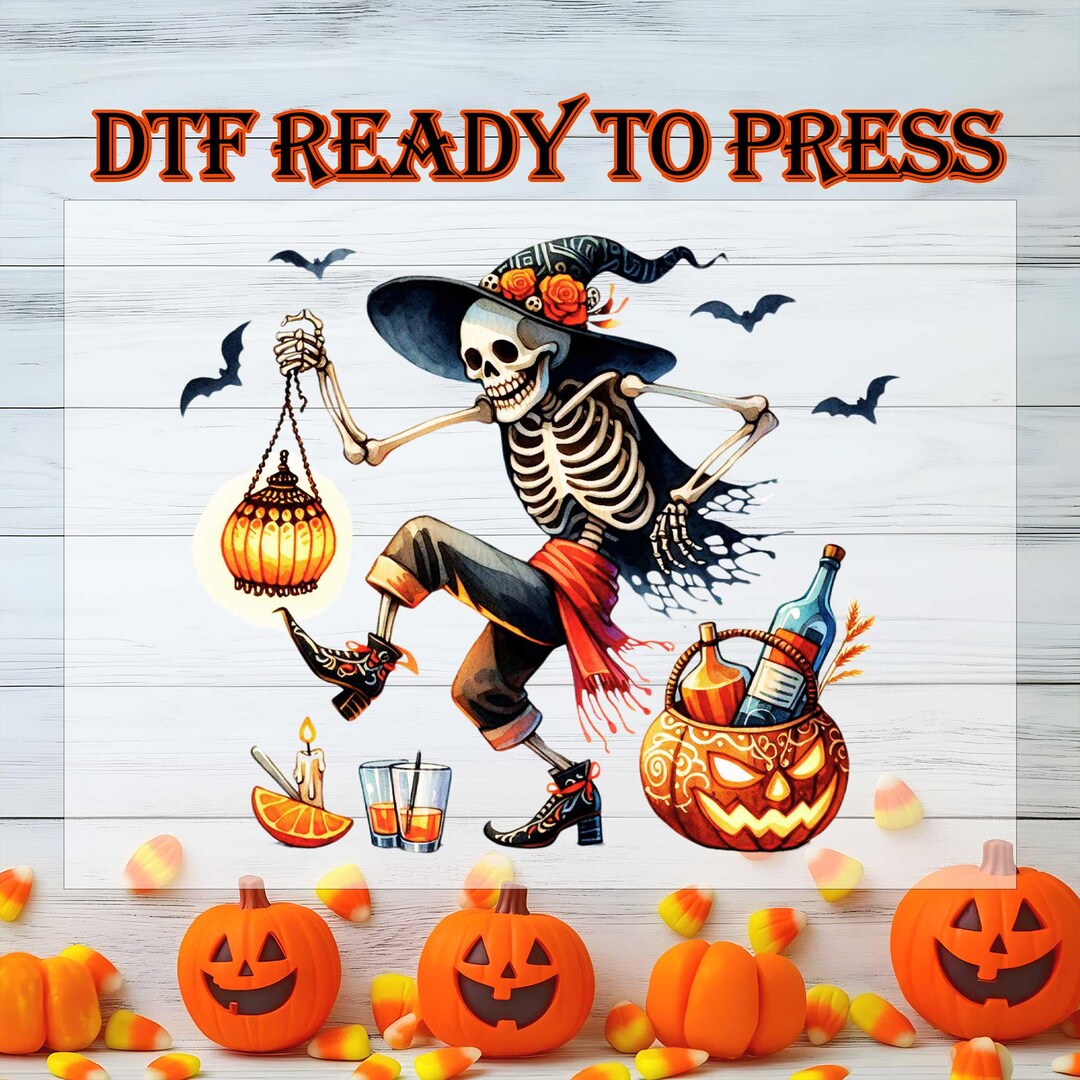 Halloween Dancing Skeleton Dtf, Halloween Skeletons Ready to Press ...