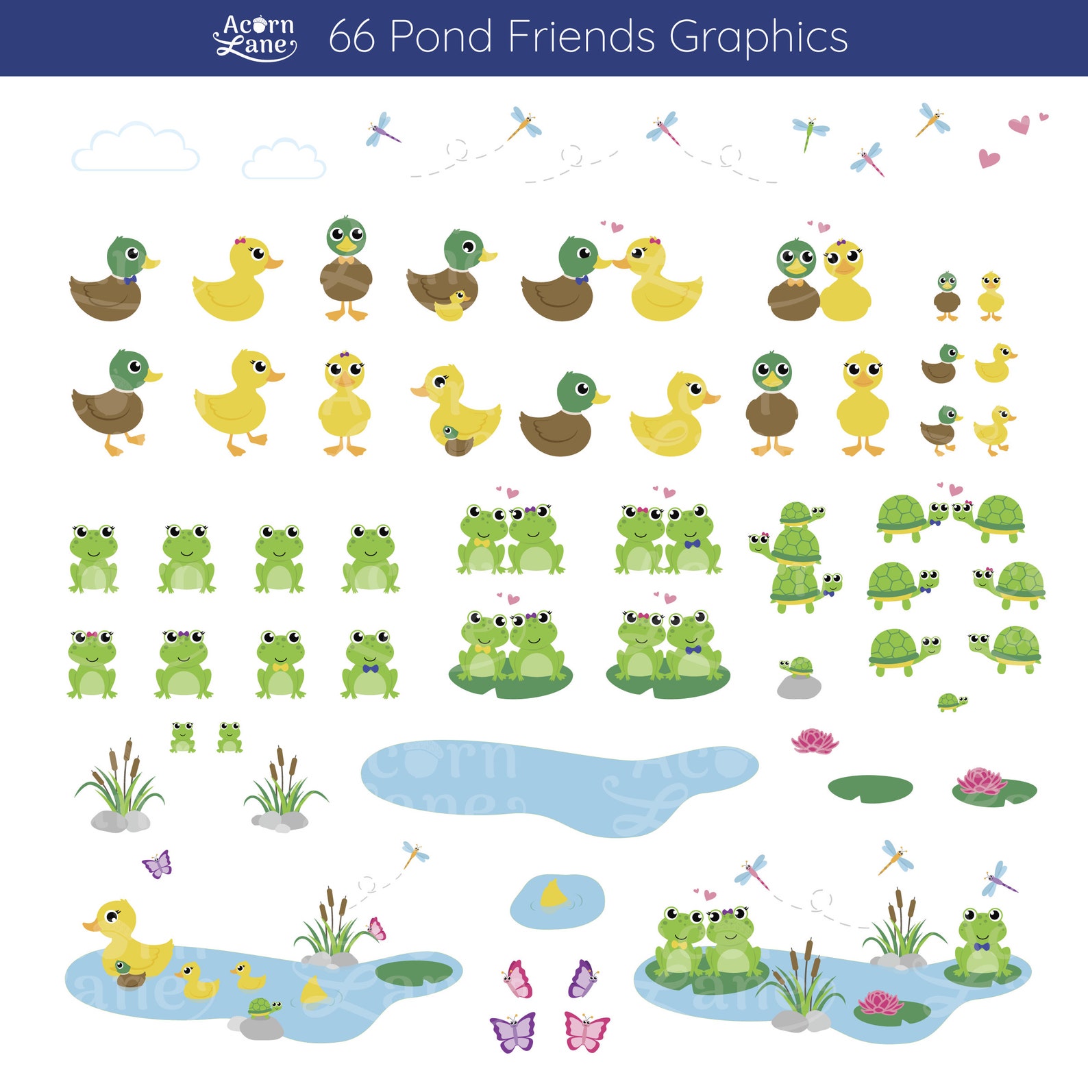 Pond Animals Vector Graphics - Etsy