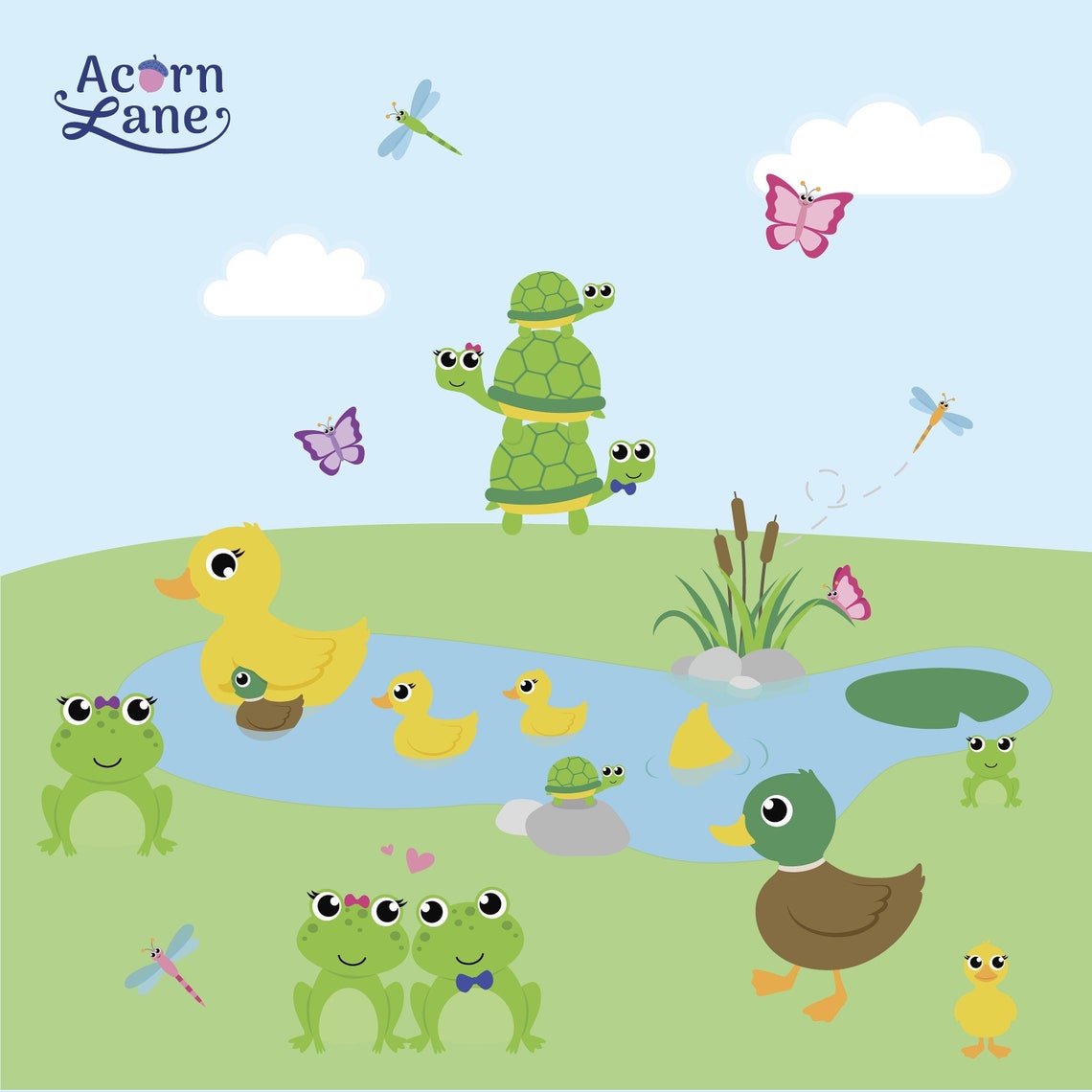 Pond Animals Vector Graphics - Etsy