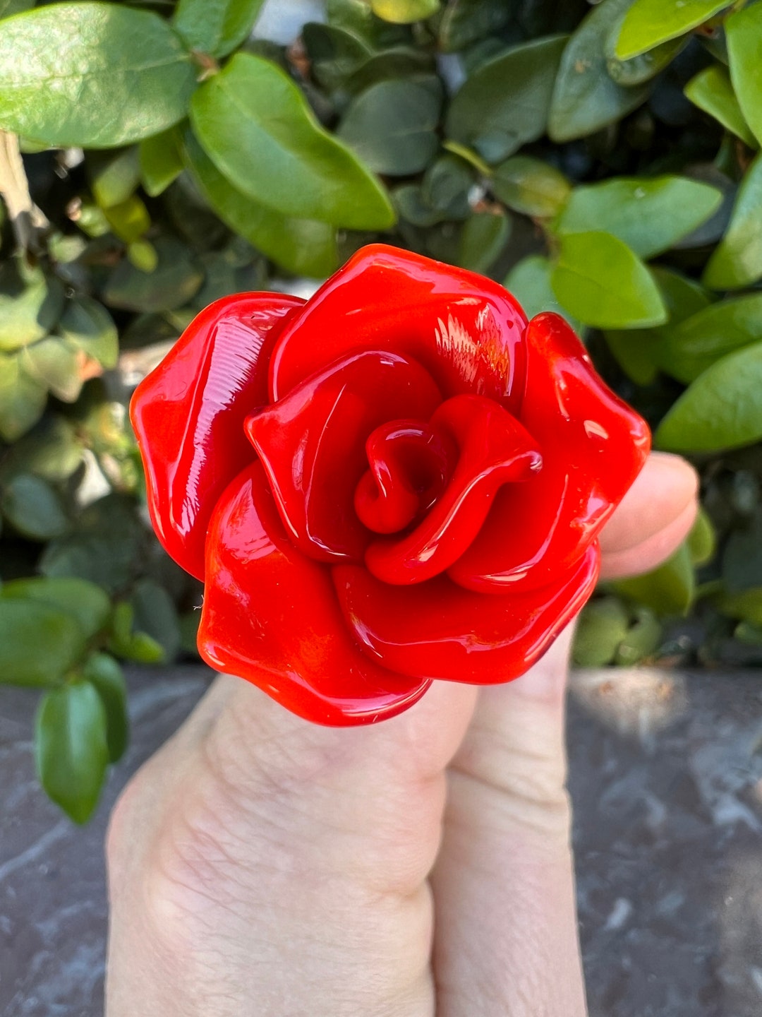 Red Rose Stem in Murano Glass - Etsy