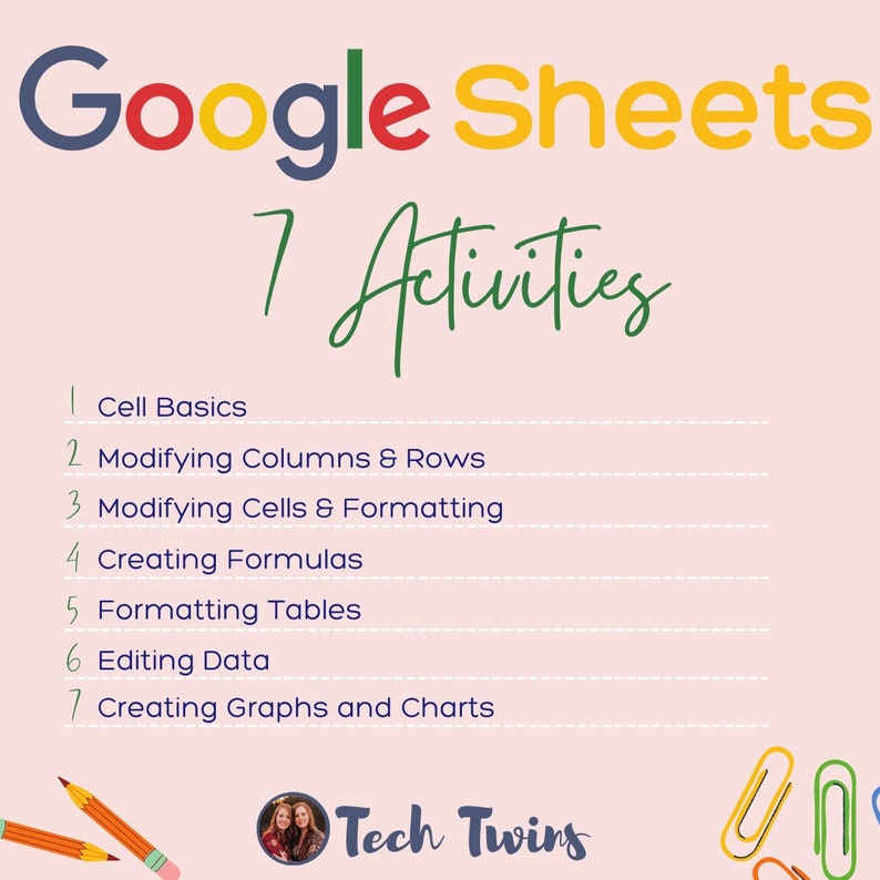 Google Sheets Activities - Etsy