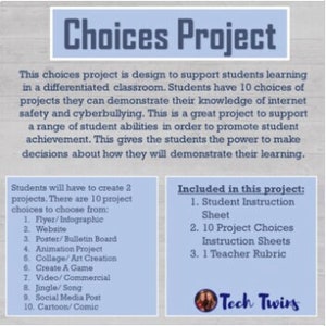 Internet Safety/ Cyberbullying Project Choices (choice Board) - Etsy