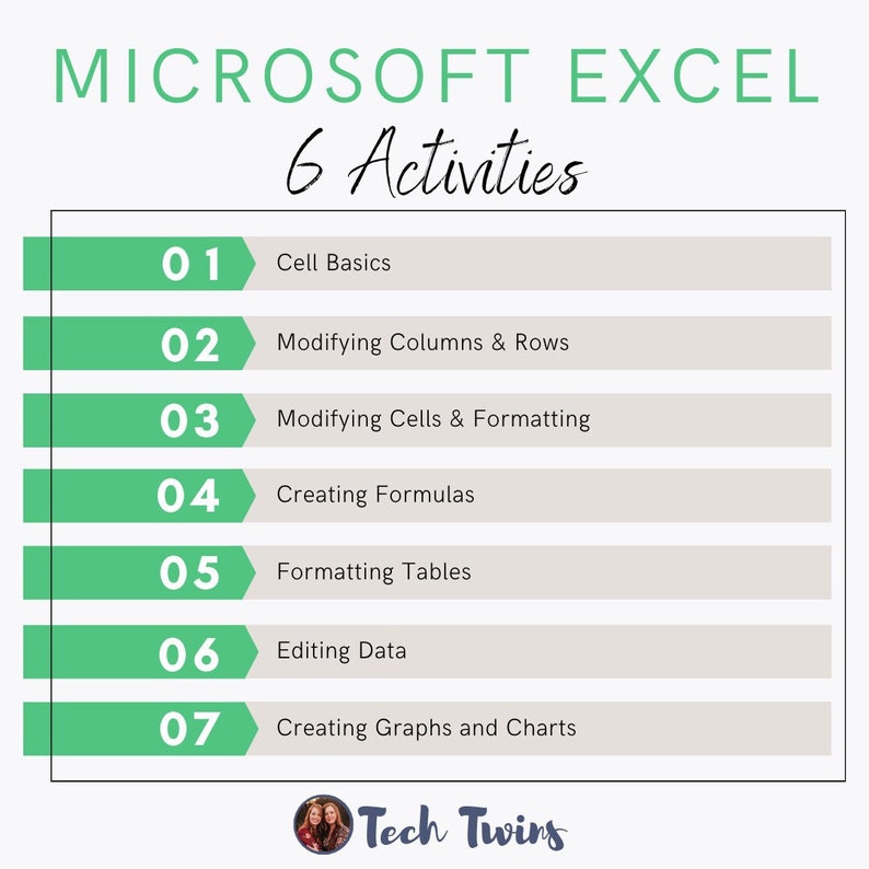 Microsoft Excel Activities - Etsy