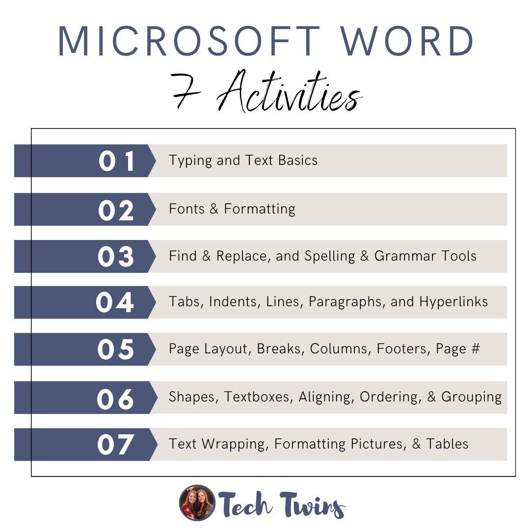 Microsoft Word Activities - Etsy