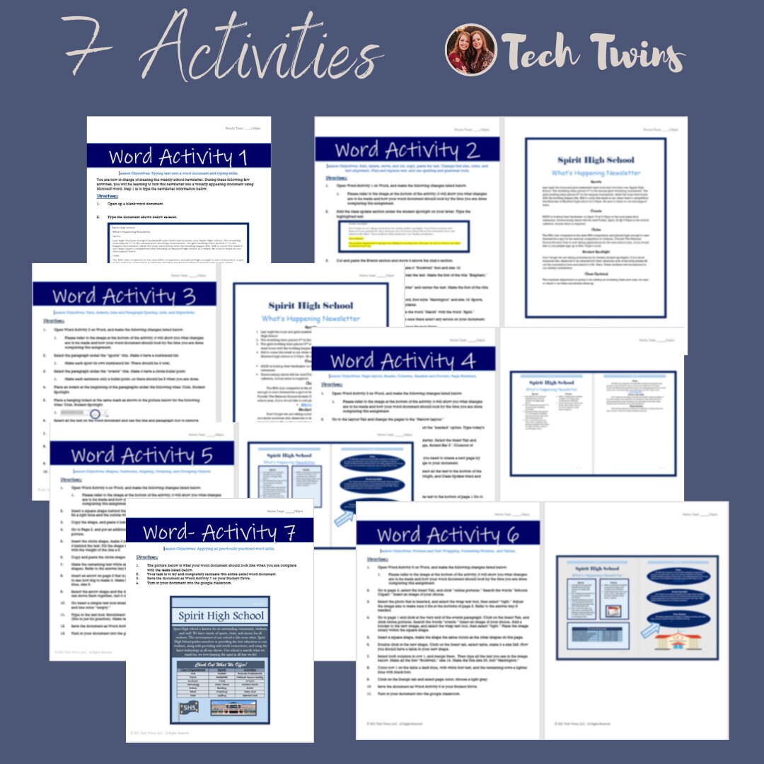 Microsoft Word Activities - Etsy
